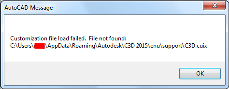 Civil 3D 缺少功能区、工作空间、选项板和支持文件