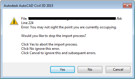 Multiple errors when importing FBK file in Civil 3D