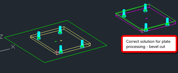 Incorrect NC file for cut perpendicular to plate thickness in Advance Steel