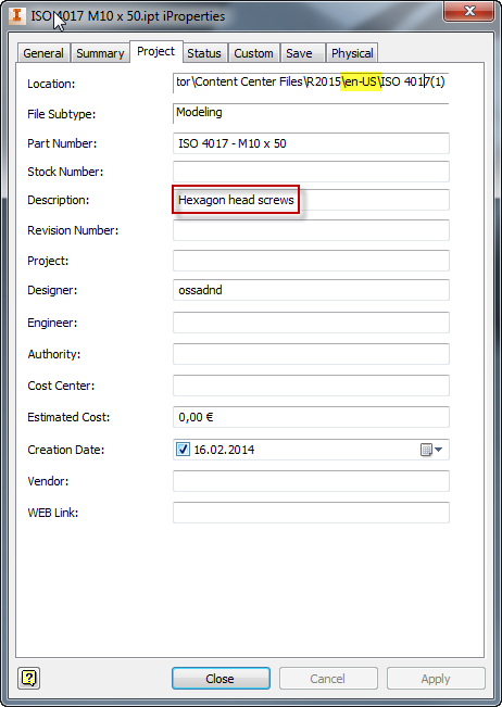 如何在 Inventor 中更改资源中心零件的语言