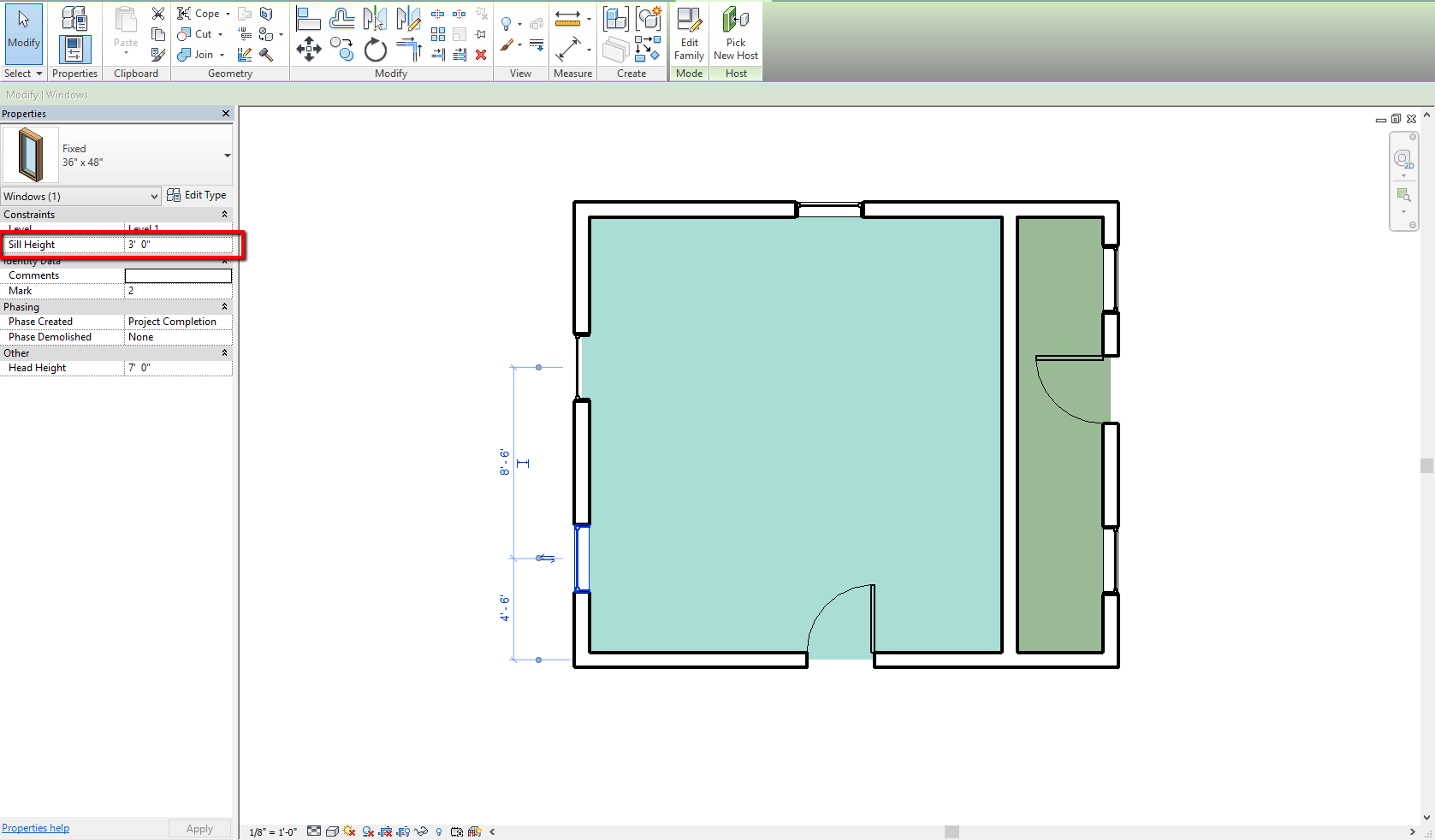 Color Fill flows into doors and windows in Revit