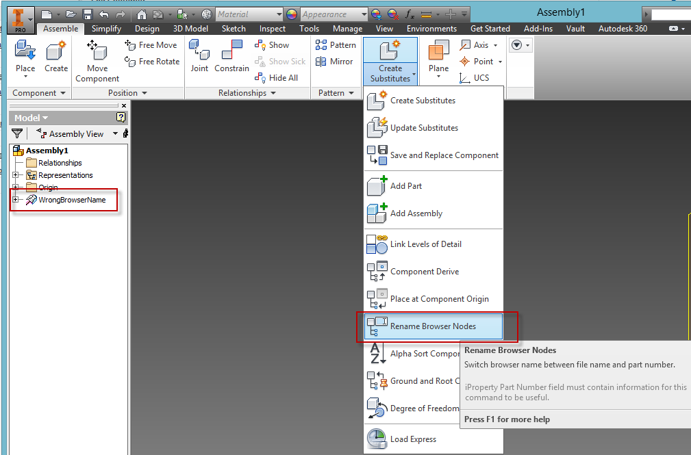 How to reset Inventor browser name to file name in Inventor?