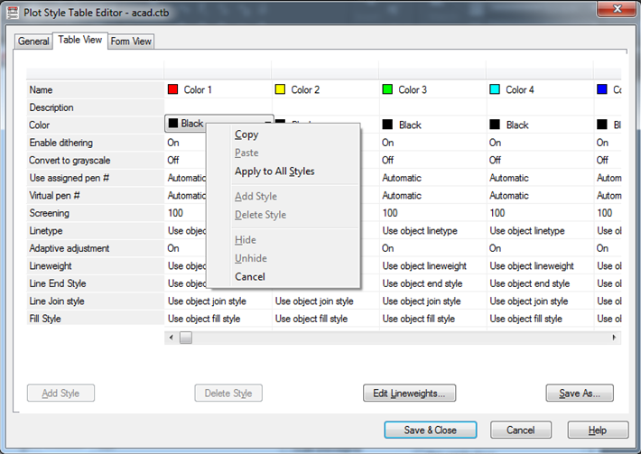 Plot all objects black regardless of output device