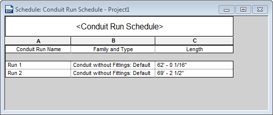 How to create a Conduit Run schedule in Revit