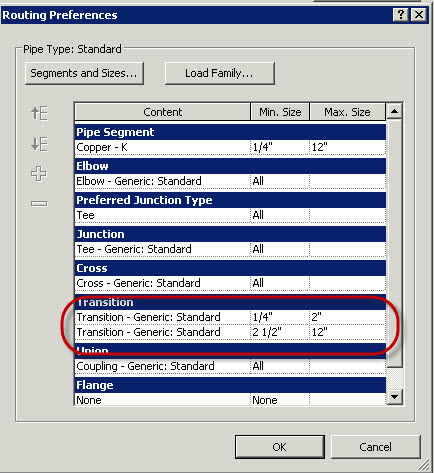 Error "Revit could not find a matching Transition" when using multiple fittings for routing ...