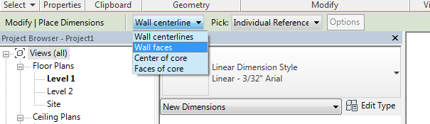 Cannot dimension the face of a wall in Revit