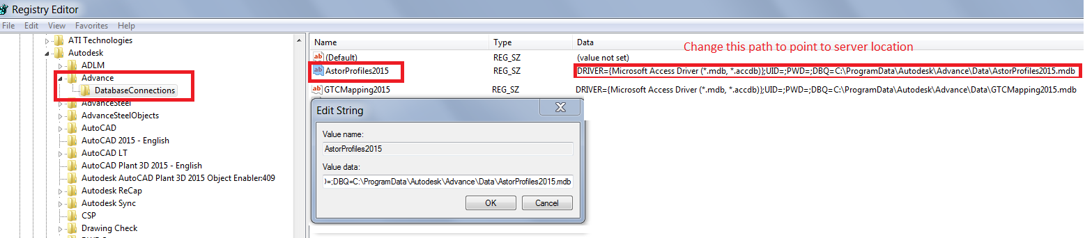 How to use MS Access (MDB) databases for Advance Steel from a network ...