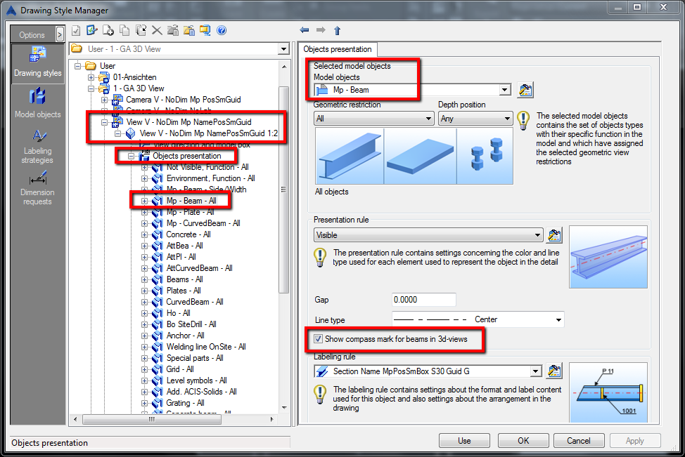 Advance Steel: How to get compass marks (orientation marks) for beams ...