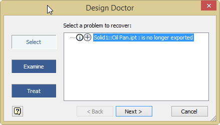 "[File name].ipt: has been unexported in the source." When updating a derived component in Inventor