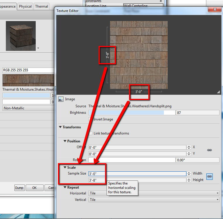 Revit How To Change The Material Size Revit Autodesk Knowledge