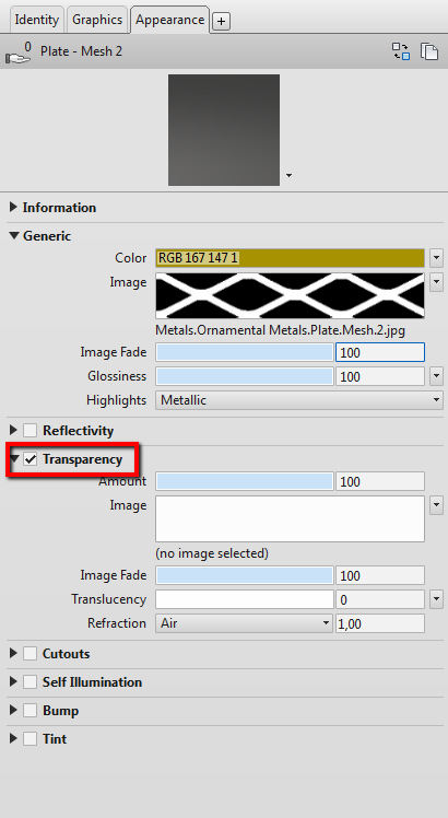 Transparency problem in section/ elevation views