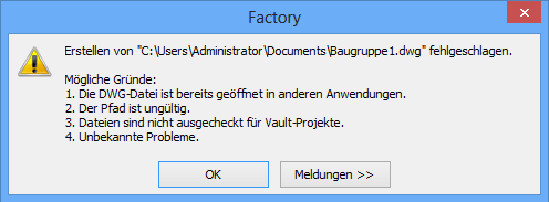 Factory: Sync from Inventor to AutoCAD not possible and pulish Asset ...