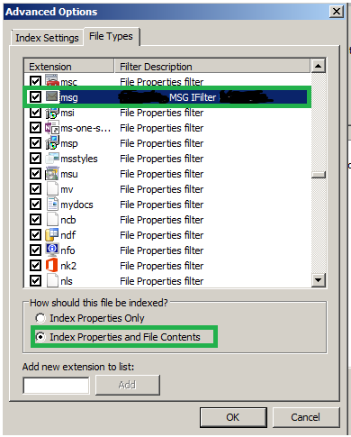 Enabling Content Indexing for MSG (Microsoft Outlook Email) format in Vault