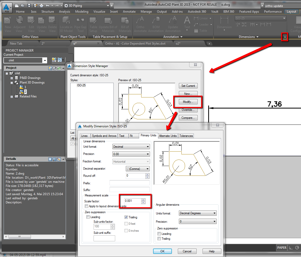 How To Set Up The Dimensions In Meters For Orthographic Drawings