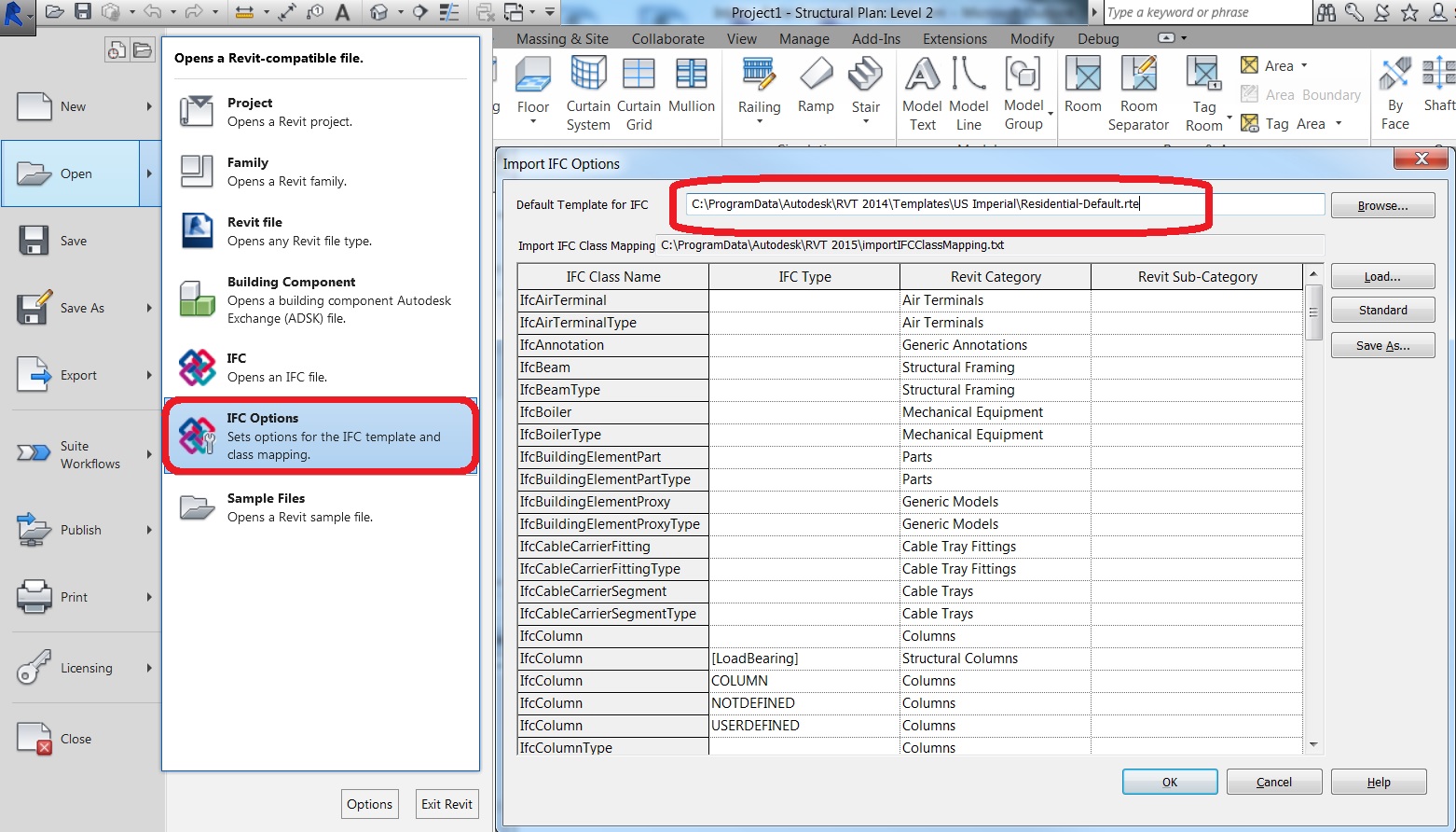 How To Set Template For IFC Import In Revit Revit Products 2018