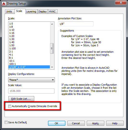 Changing The Drawing Scale Results In Changes To DIMSCALE In AutoCAD MEP