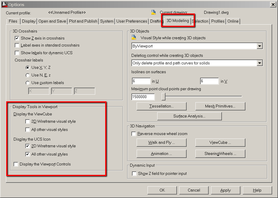 How to control the visibility of the viewcube on the viewport?