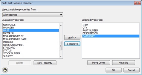 Adding total Mass to the partslist in Inventor