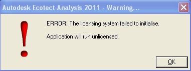 2011: The License System Failed to Initialise