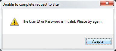 "User ID or Password is invalid" when logging onto a Map Server site