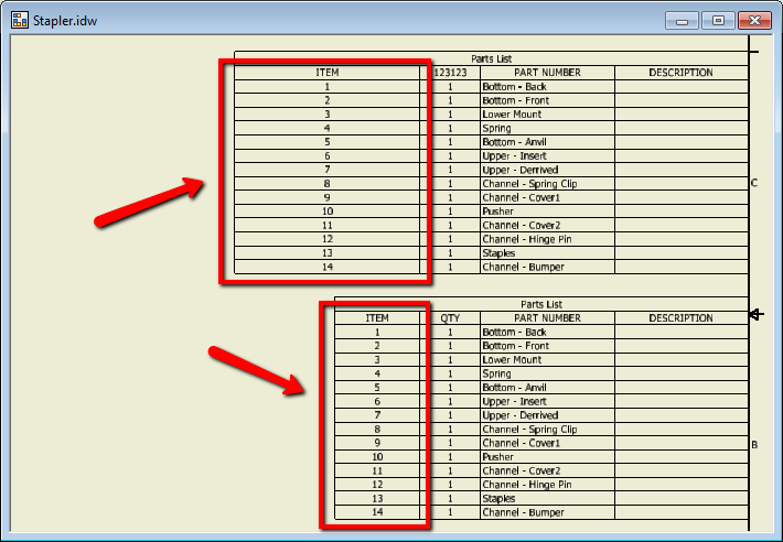 Columns settings of existing Parts Lists are not updated automatically according to the new ...