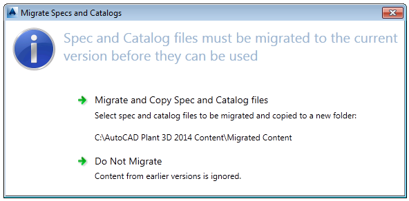 How to migrate specs and catalogs in AutoCAD Plant 3D