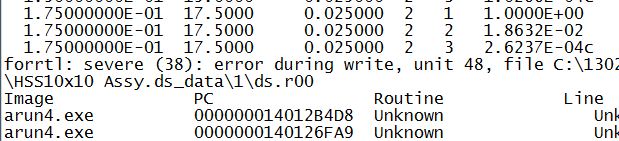 错误： forrtl：严重(38)：写入期间出错