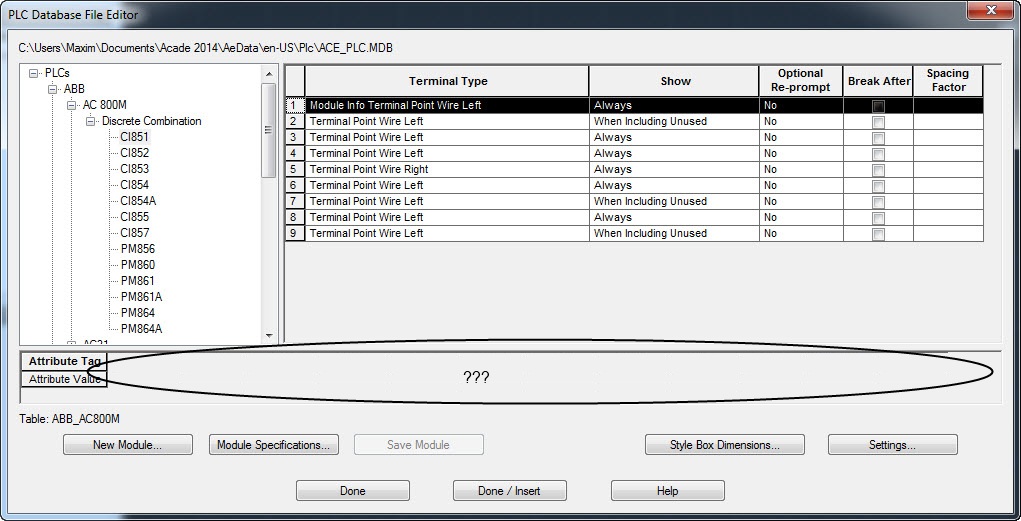 Attribute data missing in the PLC Database File Editor in AutoCAD ...