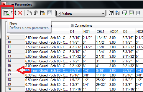 Adding a new pipe or duct size to a pipe or duct catalog in AutoCAD MEP