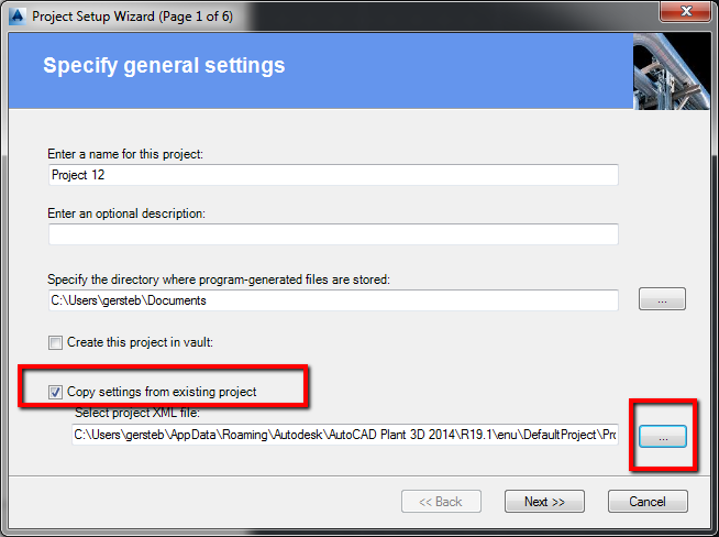 How to create a new project with the same settings as another project ...