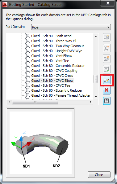 Adding a new pipe size to a pipe catalog in AutoCAD MEP