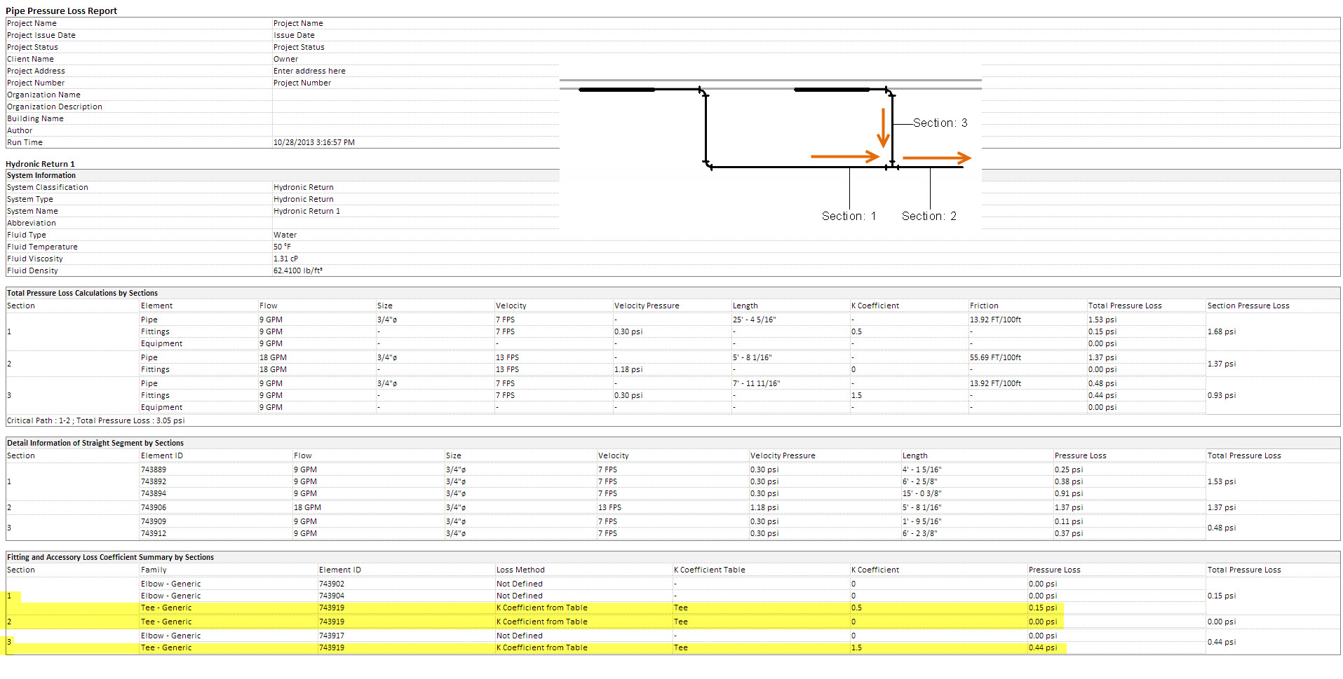 Revit MEP Pressure Loss Calculation for fittings with more than one path