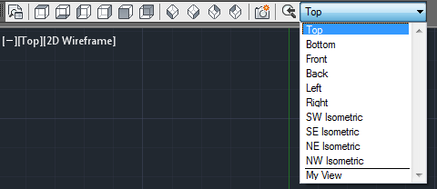 How to display both standard views and named views in the View toolbar in AutoCAD