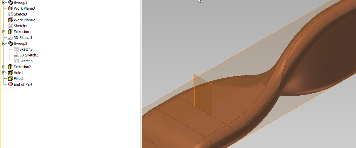 Controlling a twisting action in a sweep command within Inventor