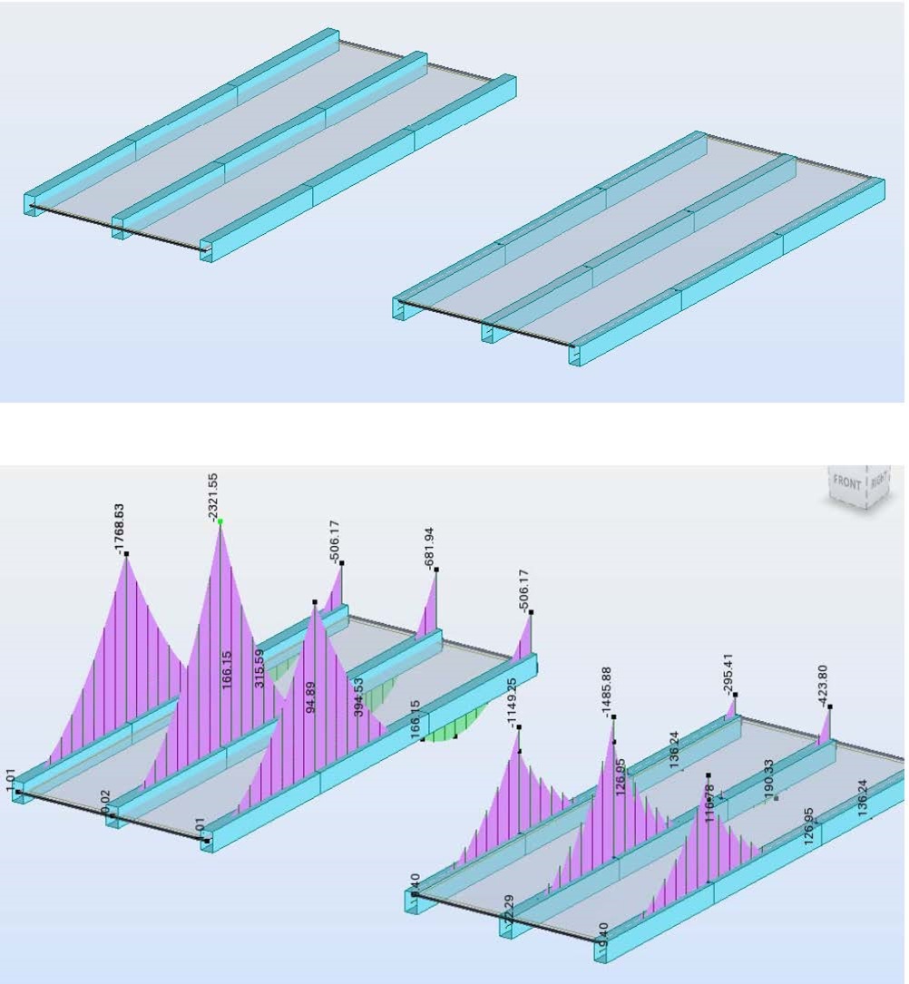 Too small bending moments and unexpected axial force in bars with ...