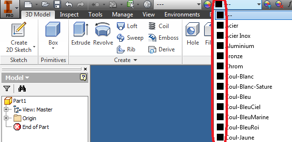Black or missing Appearance thumbnails in Quick Access Toolbar in Inventor