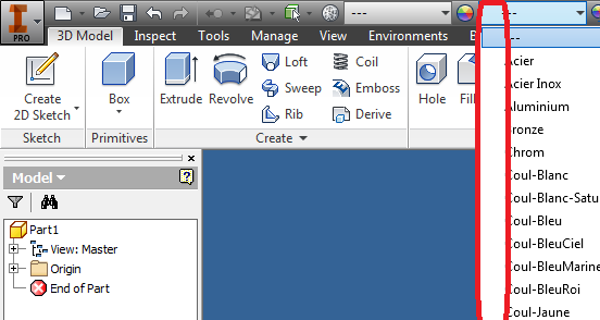 Black or missing Appearance thumbnails in Quick Access Toolbar in Inventor