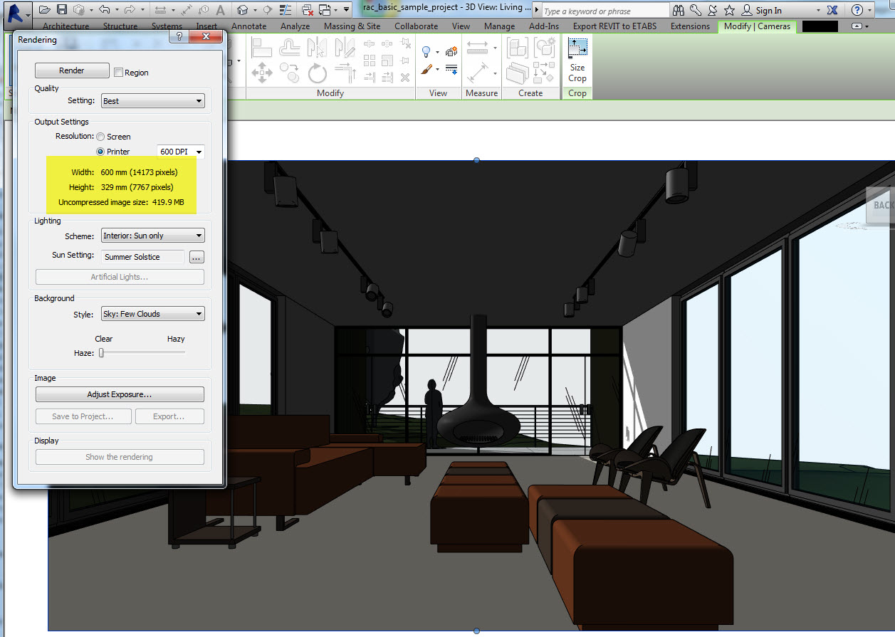 How to change Revit Render exported size