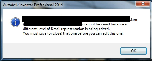 different Level of Detail representation is being edited." occurs when ...