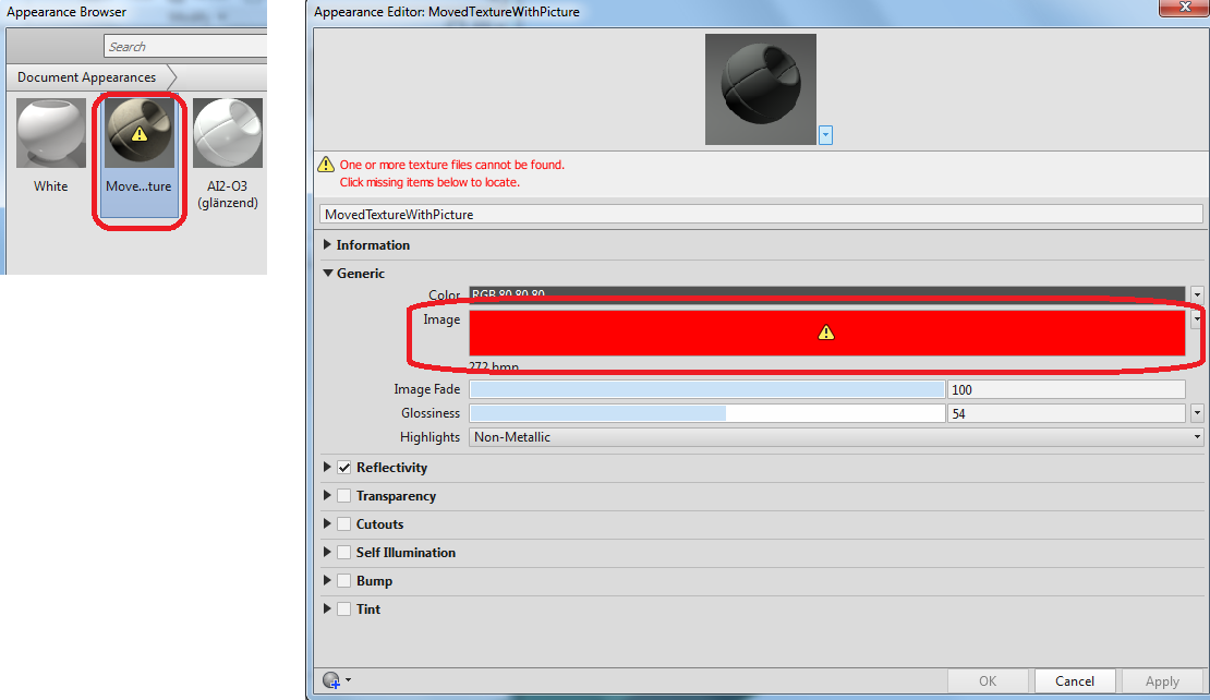 How to recreate links between textures of appearances and images in ...