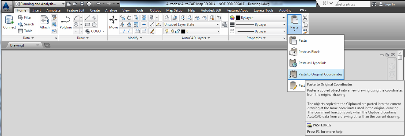 Paste To Original Coordinates Right click Option Is Greyed Out In AutoCAD