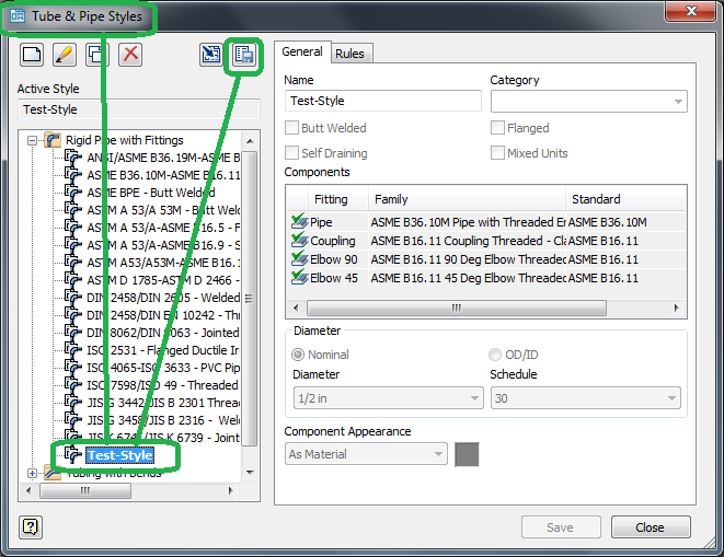 How to share personal tube and pipe styles in Inventor