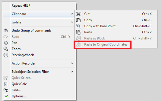 Paste To Original Coordinates Right click Option Is Greyed Out In AutoCAD AutoCAD Autodesk 