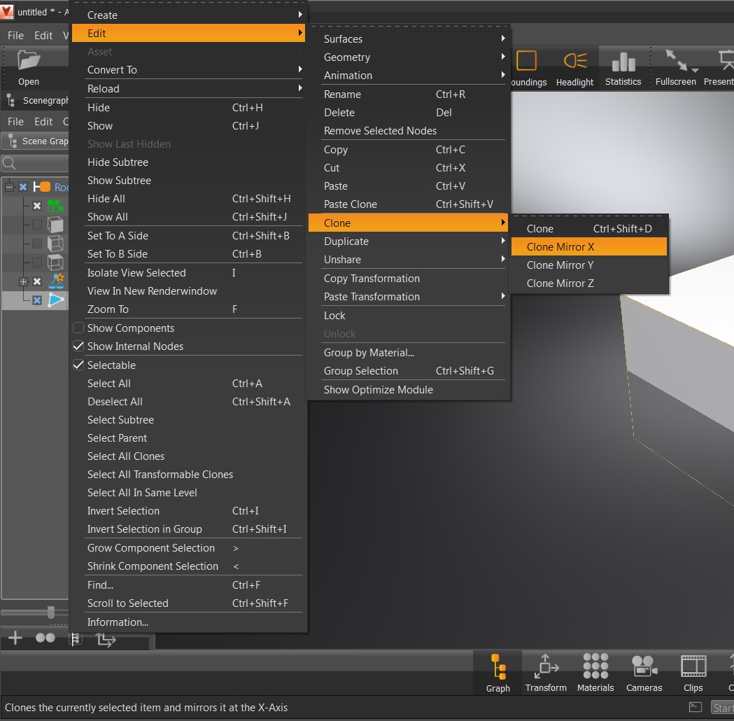 How to clone objects in VRED
