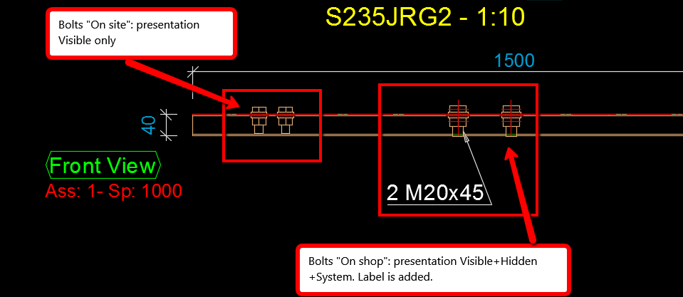 How to represent differently the workshop bolts and the site bolts for ...