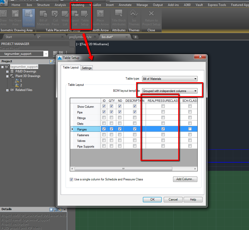 AutoCAD Plant 3D: How to configure the spec and the project if the bill ...