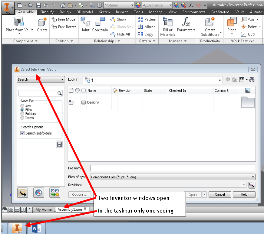Autodesk Inventor freezes when using the Autodesk Vault functionality