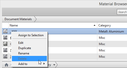 Not possible to delete unused materials or appearances in Inventor