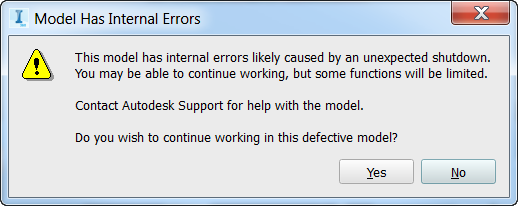 "This model has internal errors and cannot be synchronized" when syncing an InfraWorks model to ...
