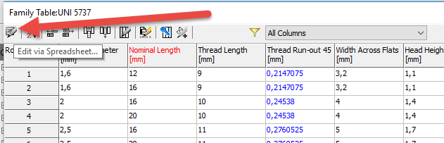 How to sort a custom Content Center Family Table in Inventor